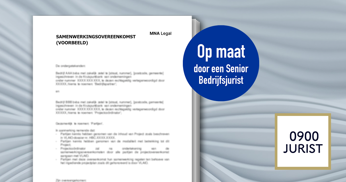 Samenwerkingsovereenkomst op maat door een Senior Bedrijfsjurist